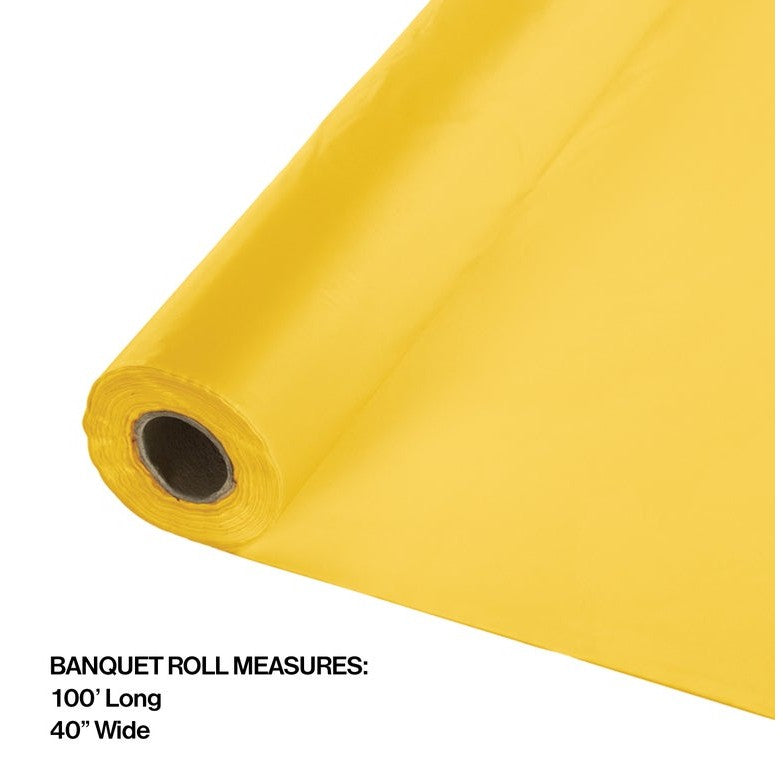 Banquet Roll, Plastic, 100' – Yellow – Party Stuff