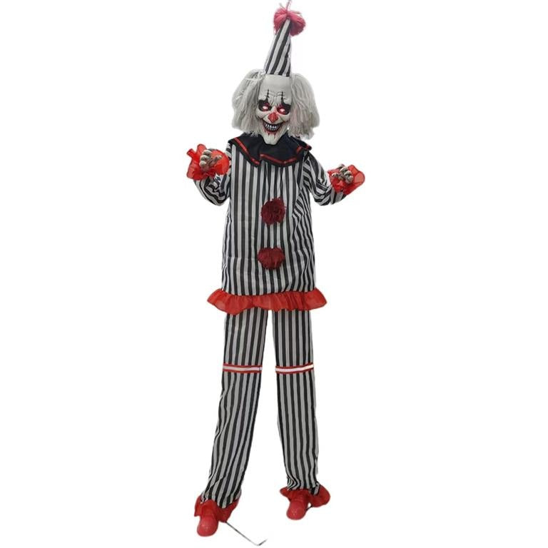 G.Ghouls Animated Standing Clown with Light-Up Eyes, Moving Head & Sou ...