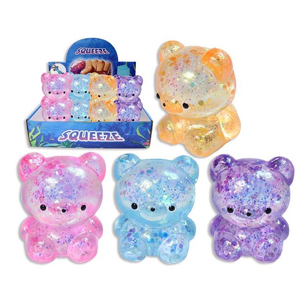 Glitter Squishy Bear 4 Assorted Colours Party Stuff