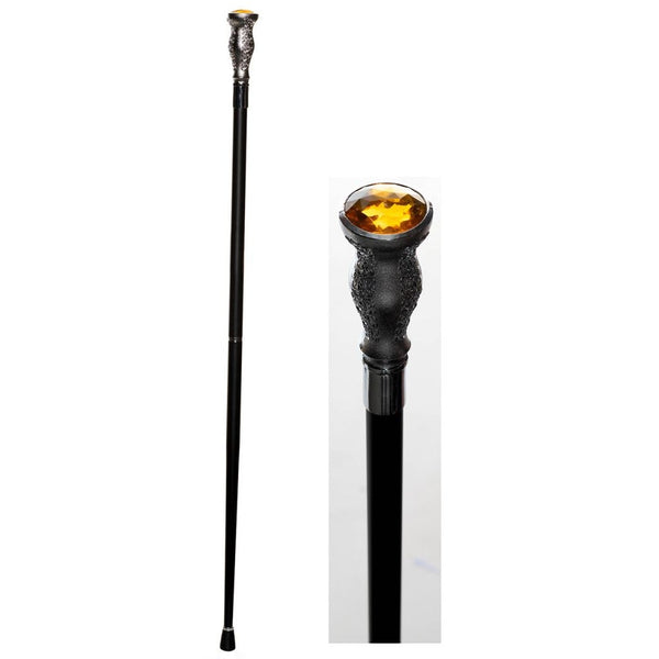 HEAVY Metal Cane With Silver Handle Large Inset Jewel – Party Stuff