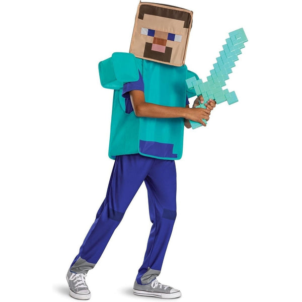 Minecraft Steve Costume for Kids, Official Deluxe Pop Out Outfit with ...