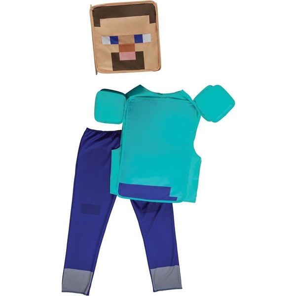 Minecraft Steve Costume for Kids, Official Deluxe Pop Out Outfit with ...