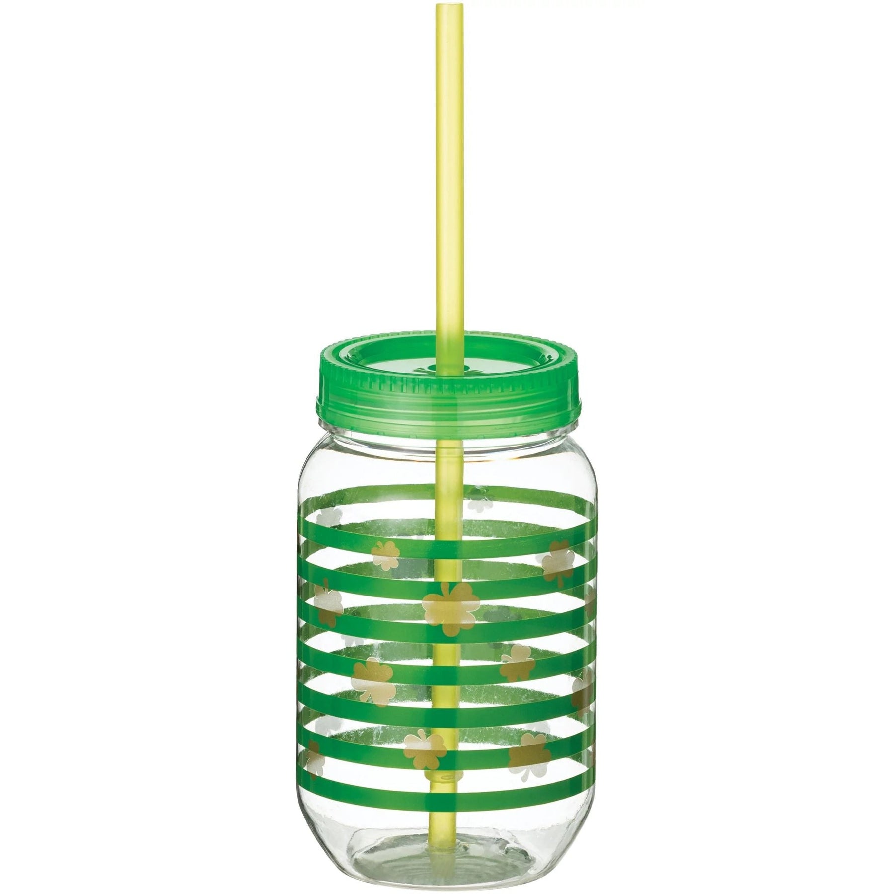 Shamrock Mason Cup With Straw – Party Stuff